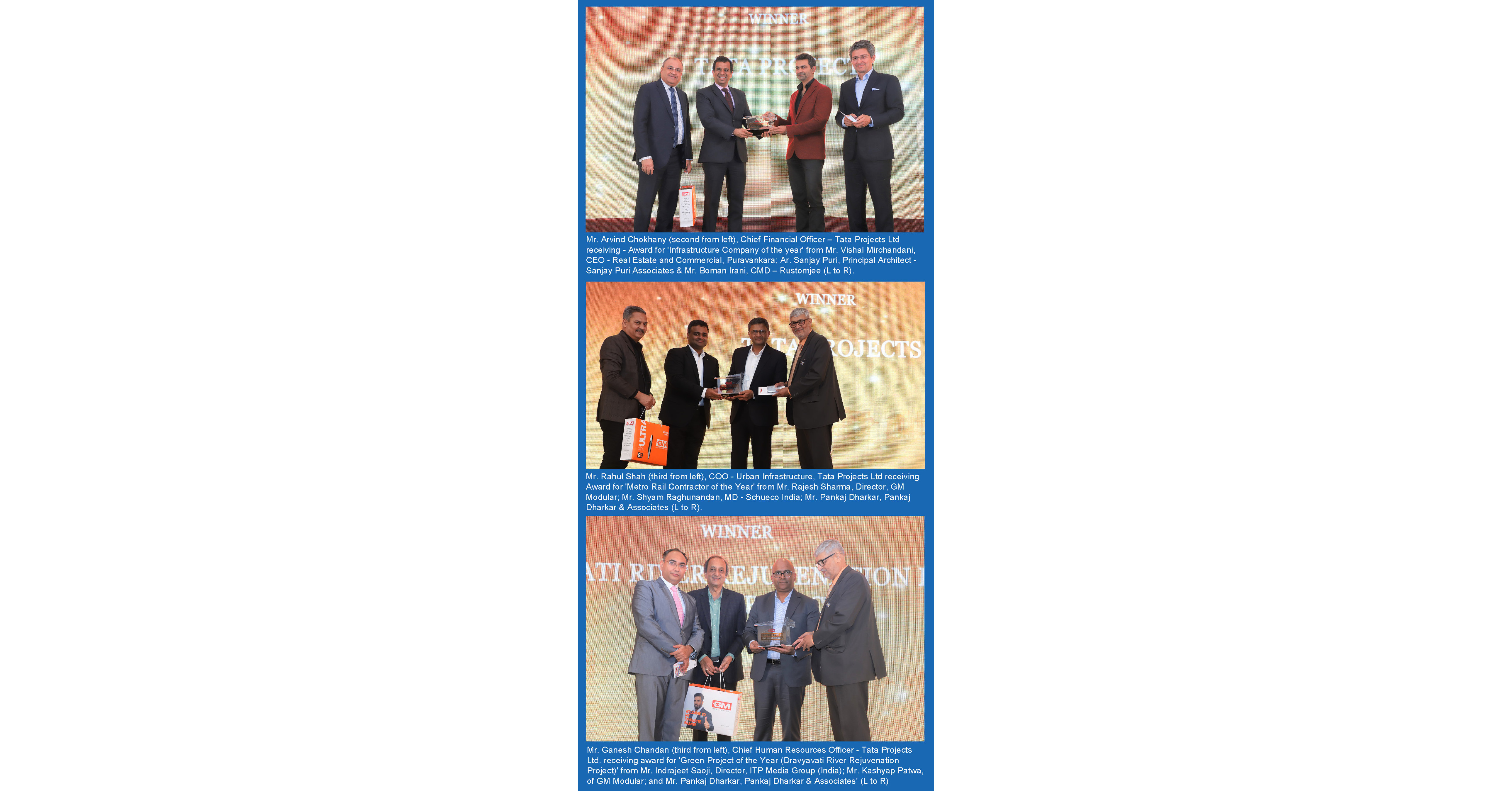 Tata Projects Wins 'Infrastructure Company of the Year' Award at 9th ...