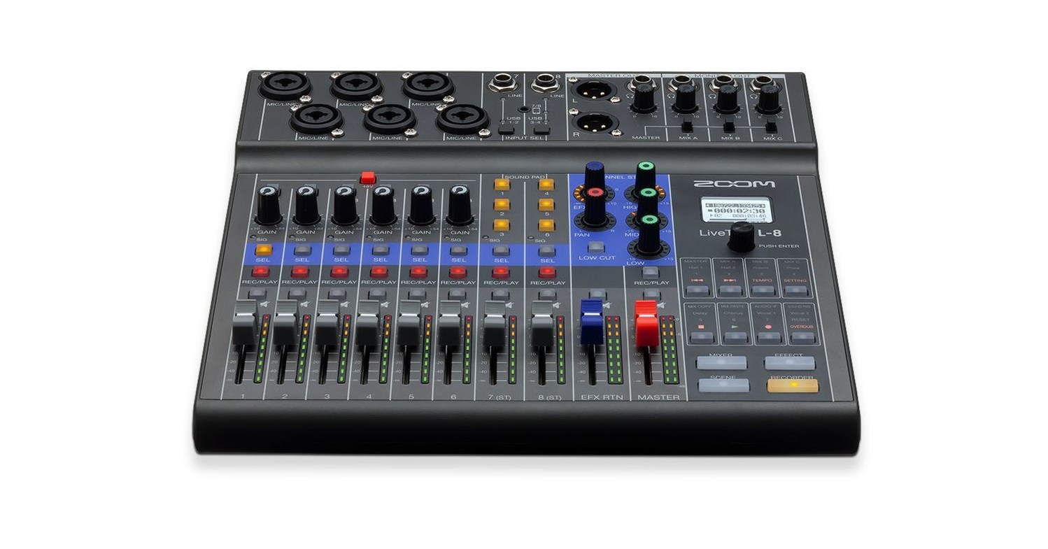 Zoom LiveTrak Series L-8 Digital Mixer & Multitrack Podcasting & Music ...