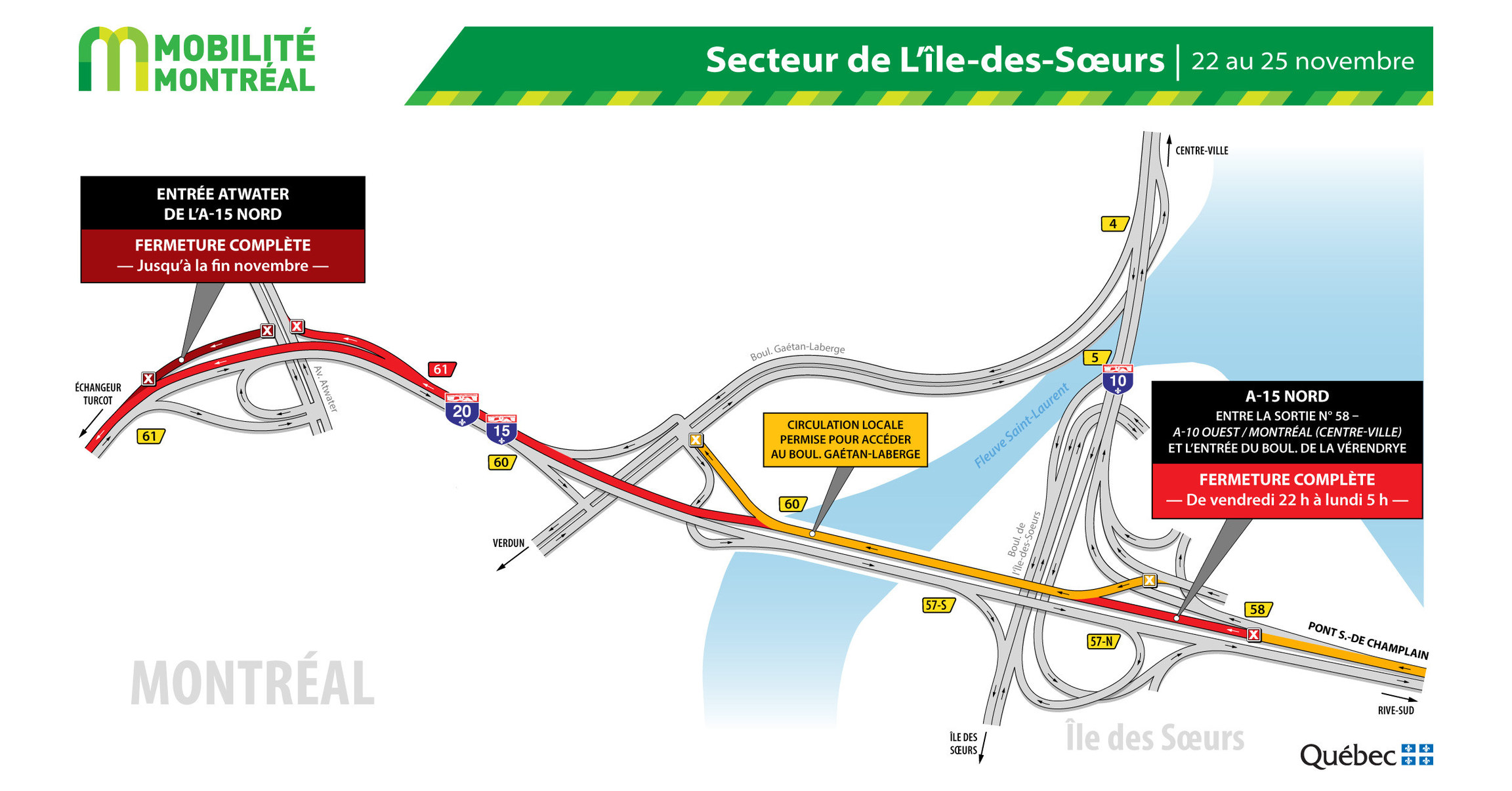 Planifier ses déplacements durant la fin de semaine du 22 au 25 novembre - Entraves majeures sur ...