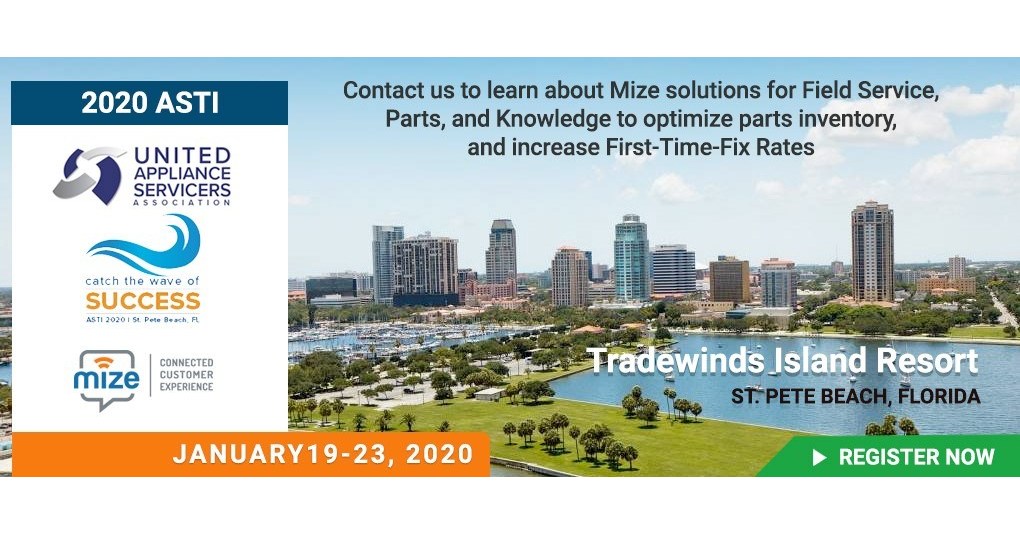 Mize joins Major Appliance OEMs at ASTI 2020 to enable Repair companies