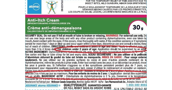 Advisory - One lot of Atoma-brand Diphenhydramine Hydrochloride 2% Anti ...