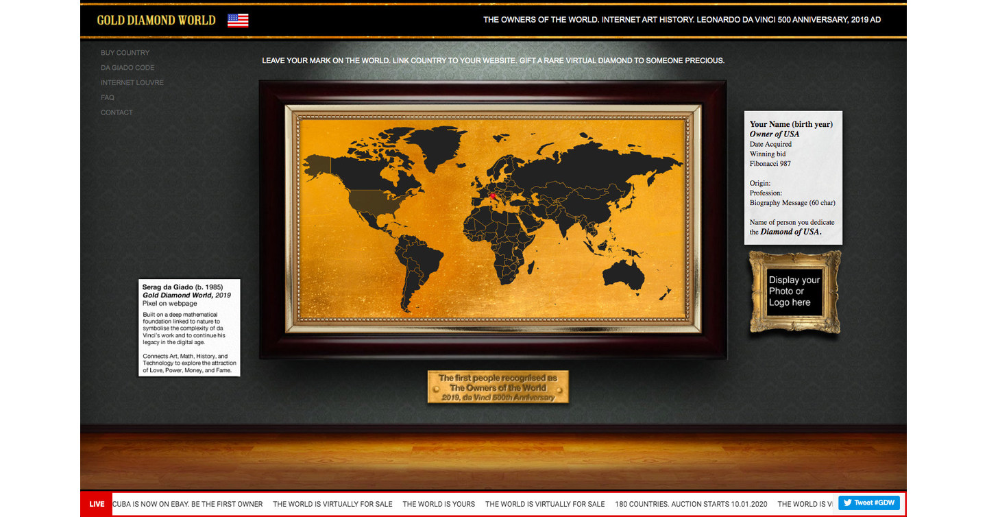 The World Goes for Sale on Extraordinary Internet Artwork, Gold Diamond ...