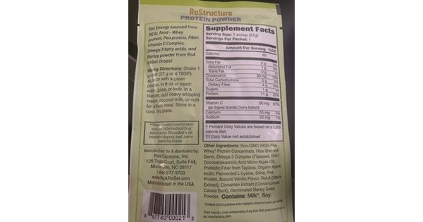 New Capstone, Inc. Issues Allergy Alert on Restructure Vanilla Protein ...