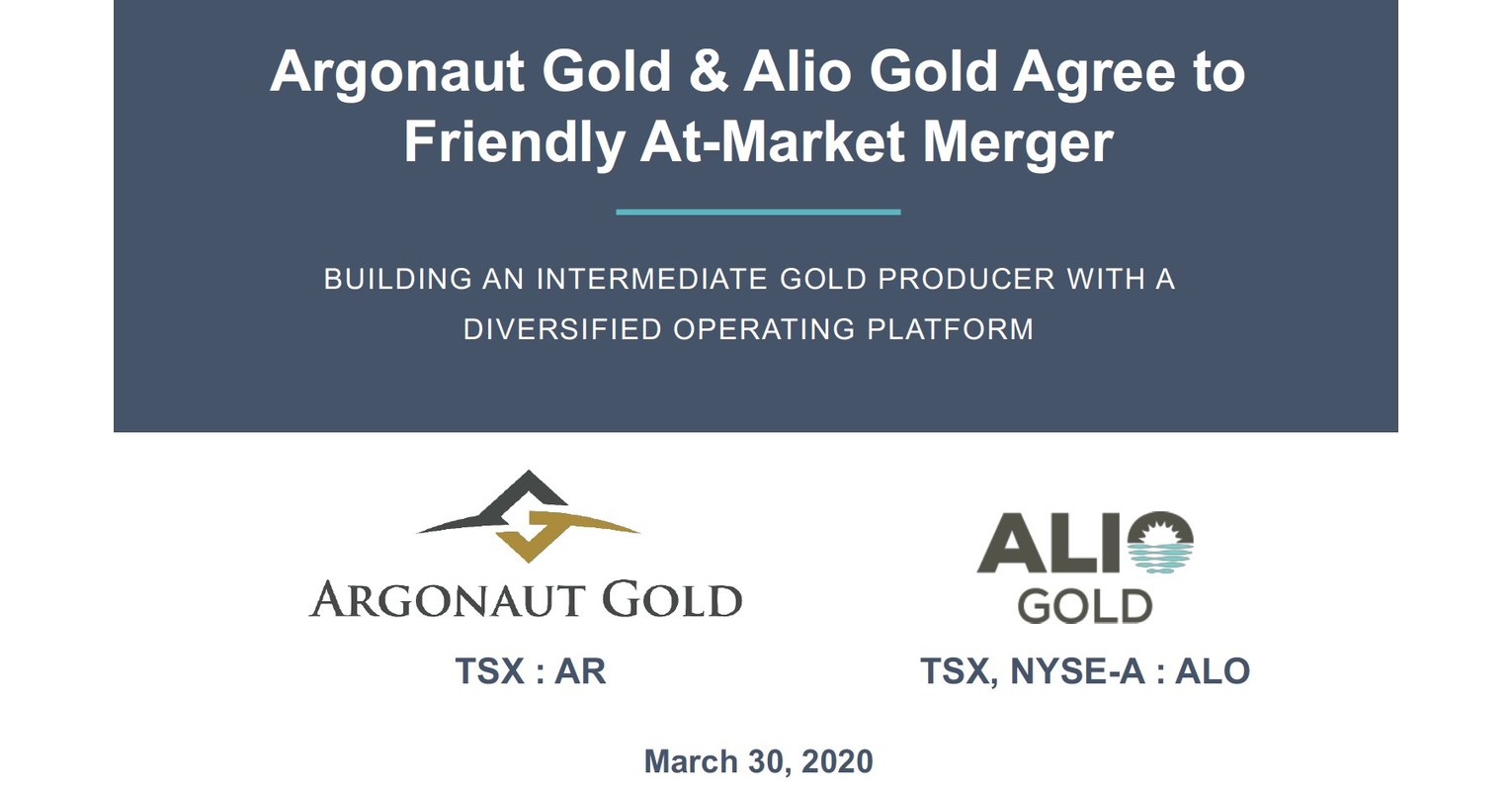 Argonaut Gold and Alio Gold Announce Friendly At-Market Merger