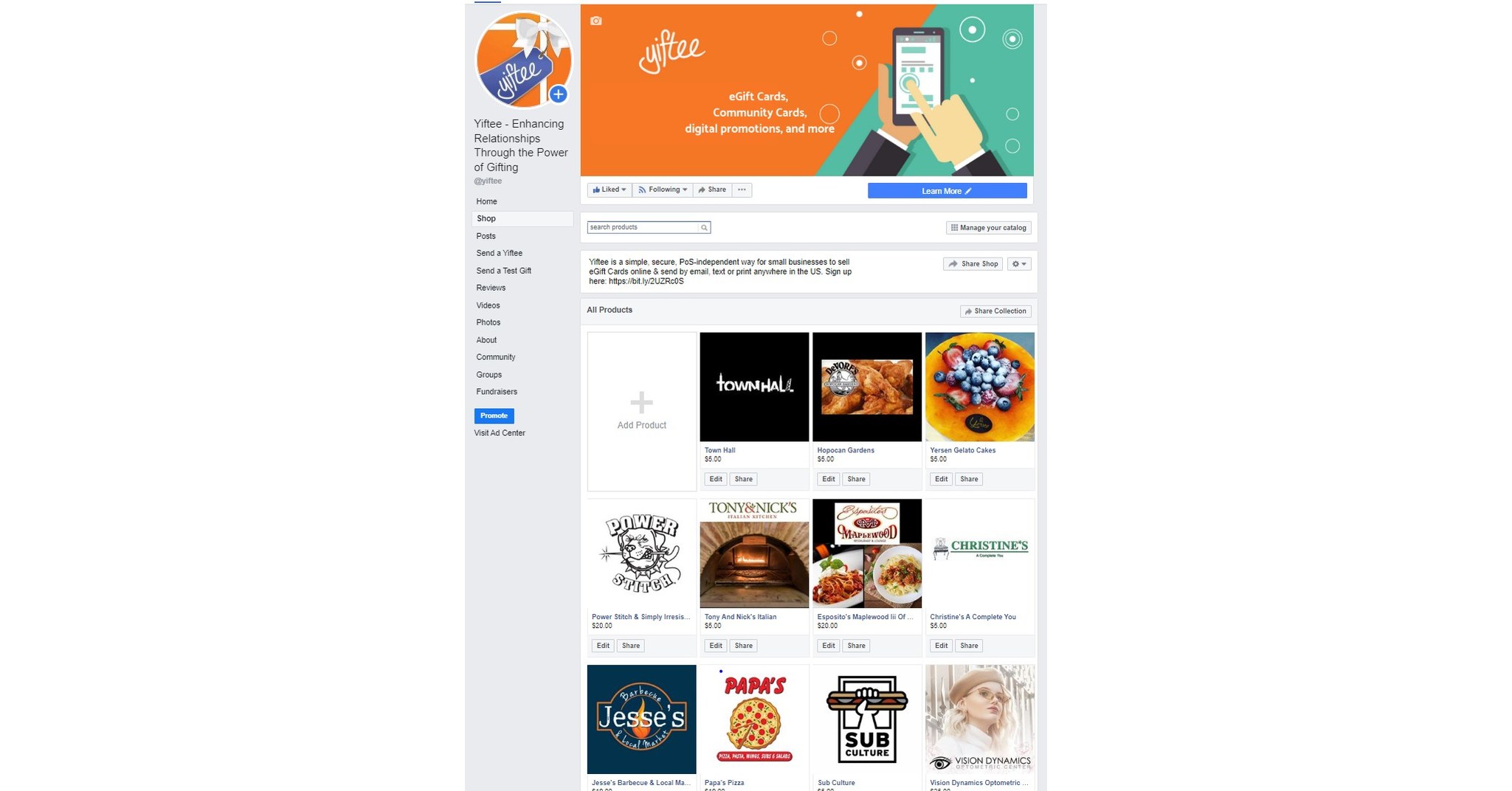 Yiftee Supports Local Businesses With eGift Cards on Facebook and Instagram