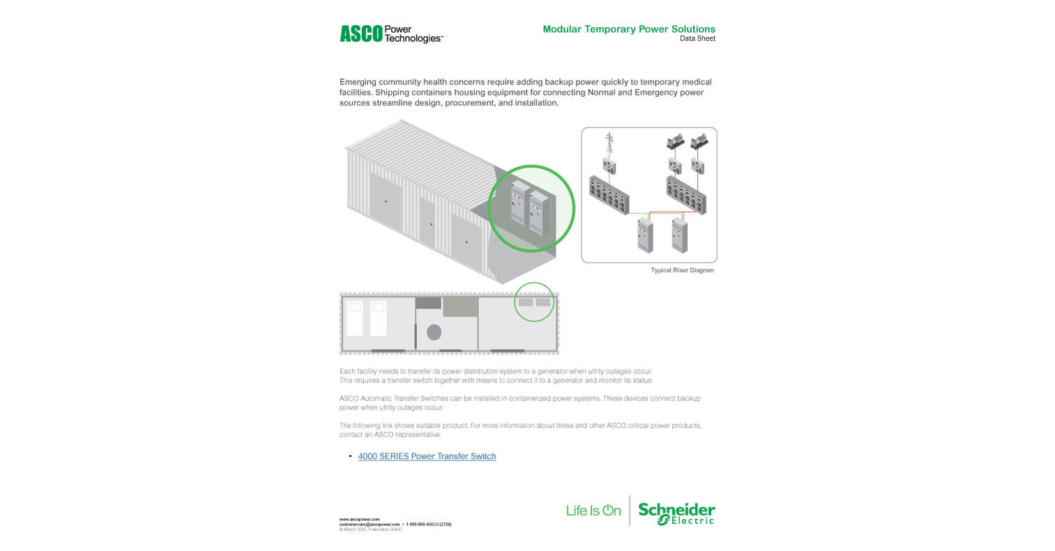 ASCO Shares Backup Power Solutions for Temporary Medical Facilities