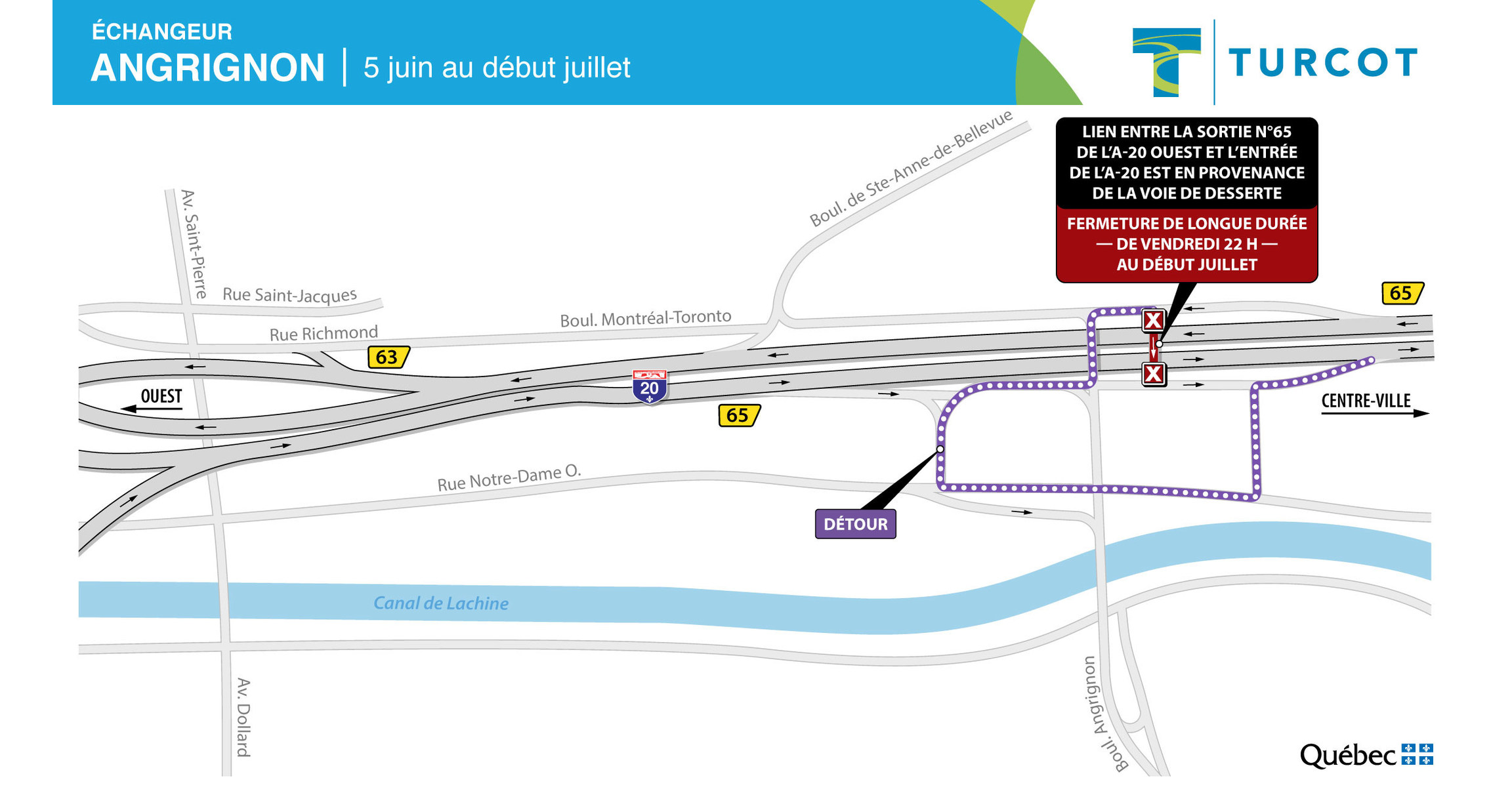 Projet Turcot - Fermetures majeures dans le corridor de l'autoroute 15 ...