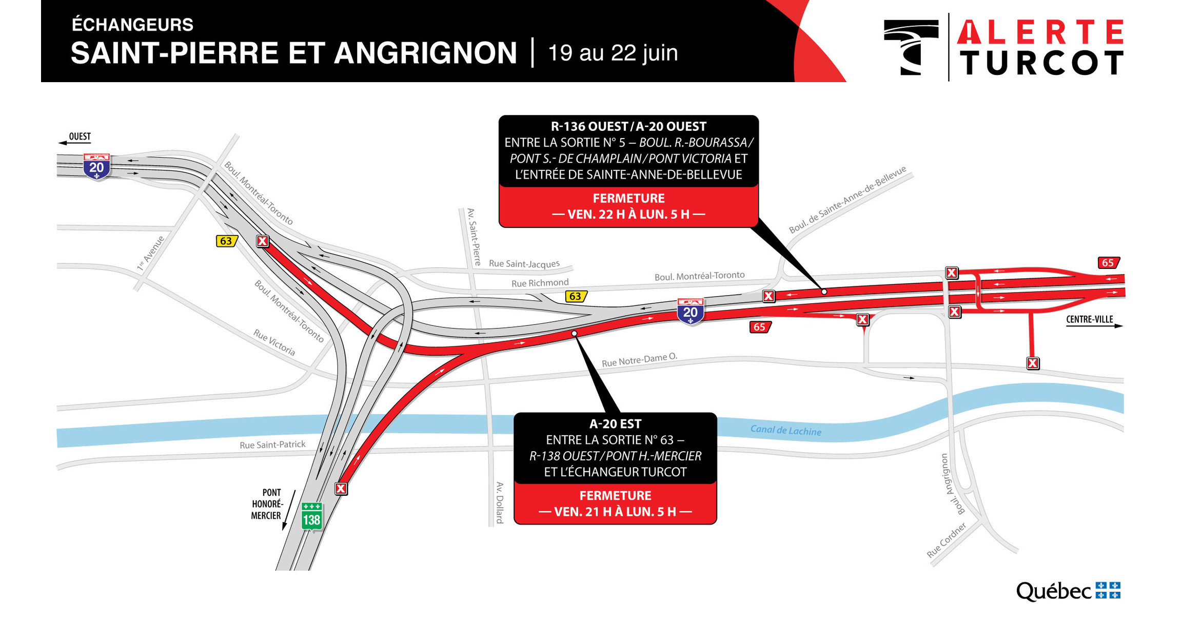 Projet Turcot - Fermetures de trois jours dans le secteur de l ...