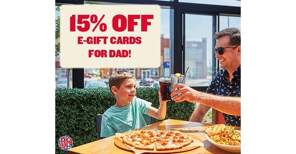 Boston Pizza E-Gift Cards are 15% off this week for Father's Day!