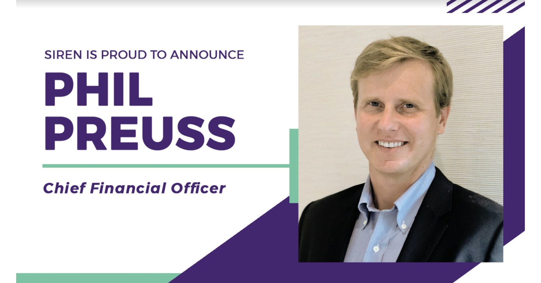 Siren Appoints Chief Financial Officer to Support Next Phase of Growth