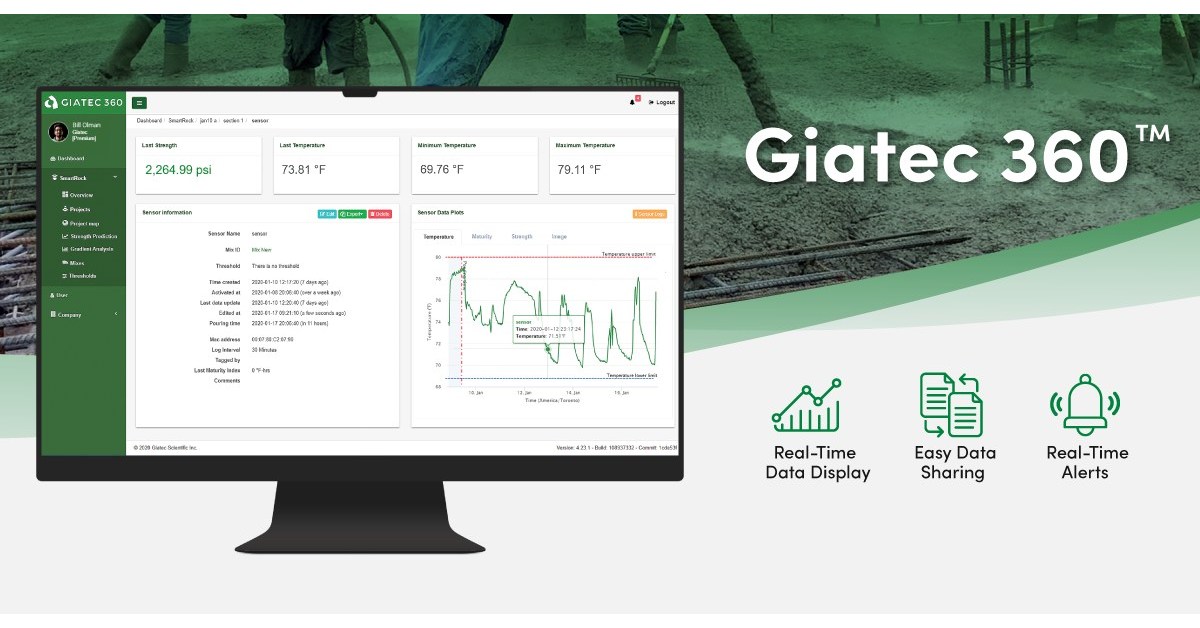 Giatec Advances SmartRock™ Cloud-Based Dashboard Empowered by Customer ...