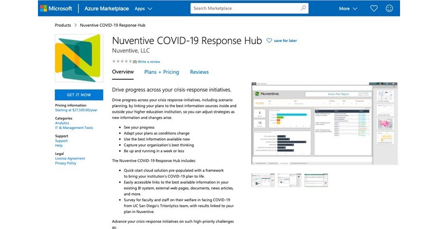 Nuventive COVID-19 Response Hub Now Available in the Microsoft Azure ...