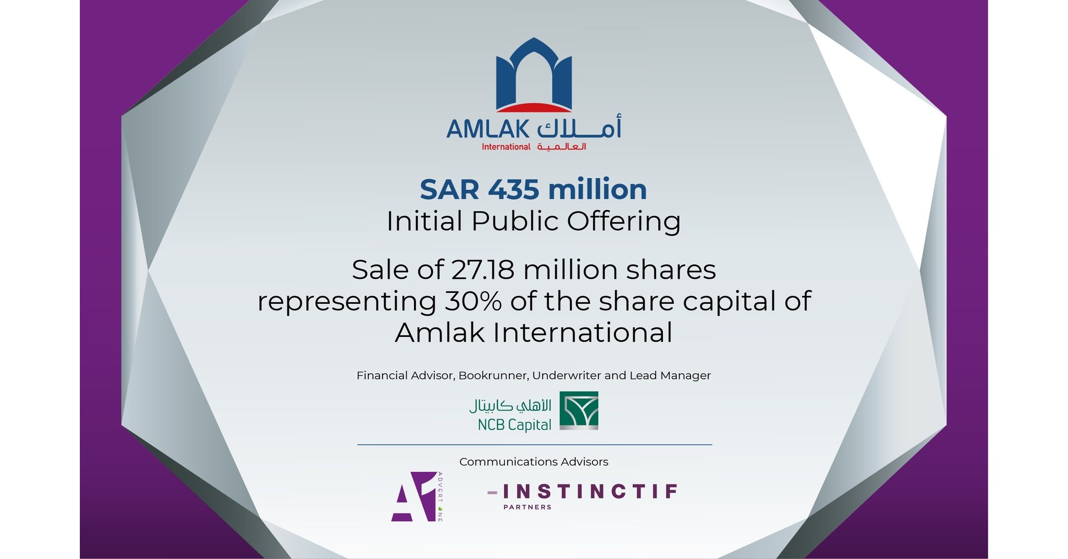 Instinctif Partners and Advert One complete IPO advisory role for Amlak ...