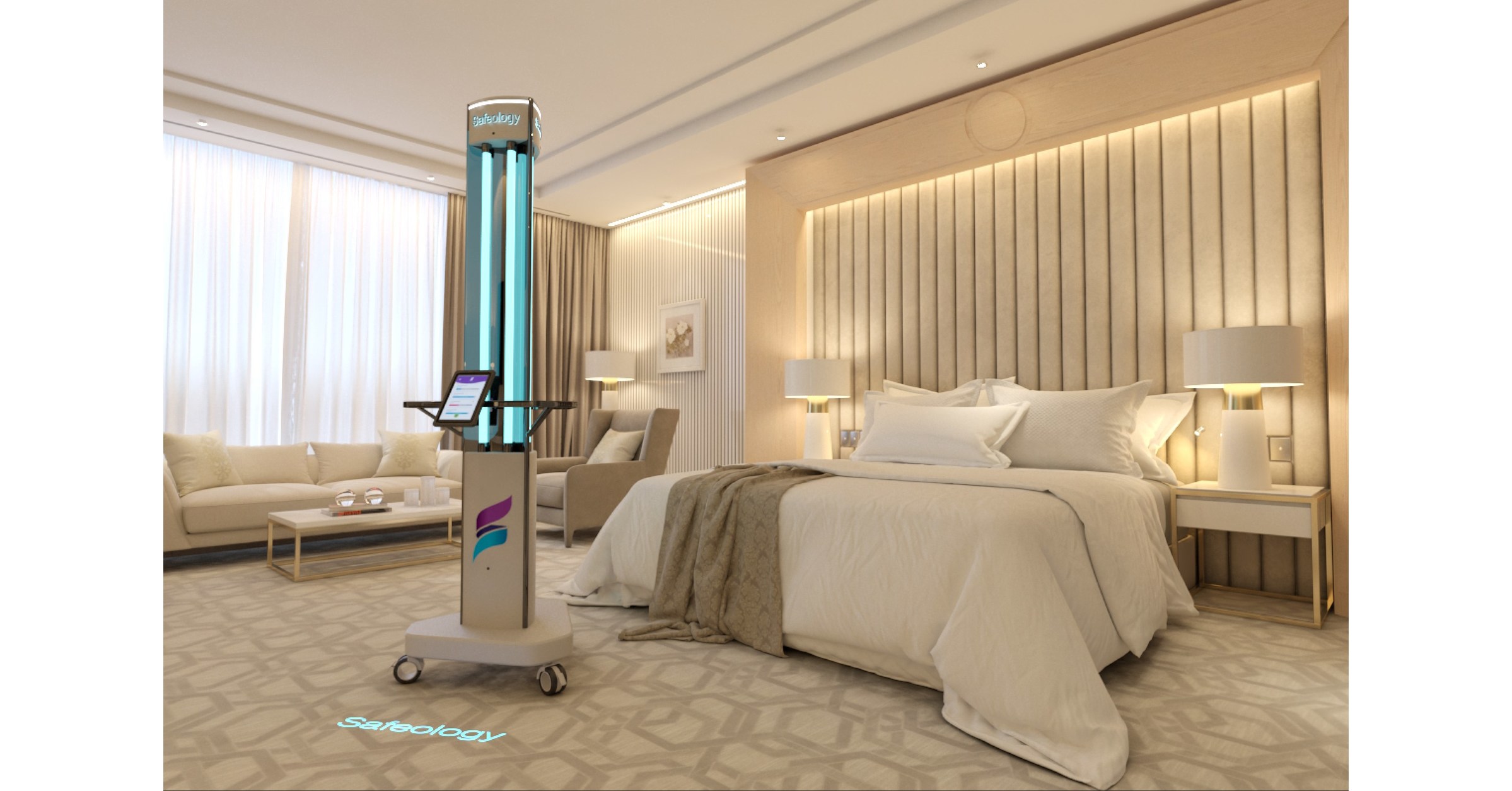 Safeology™ UVC Disinfecting Tower Makes Hotels Safe for Guests