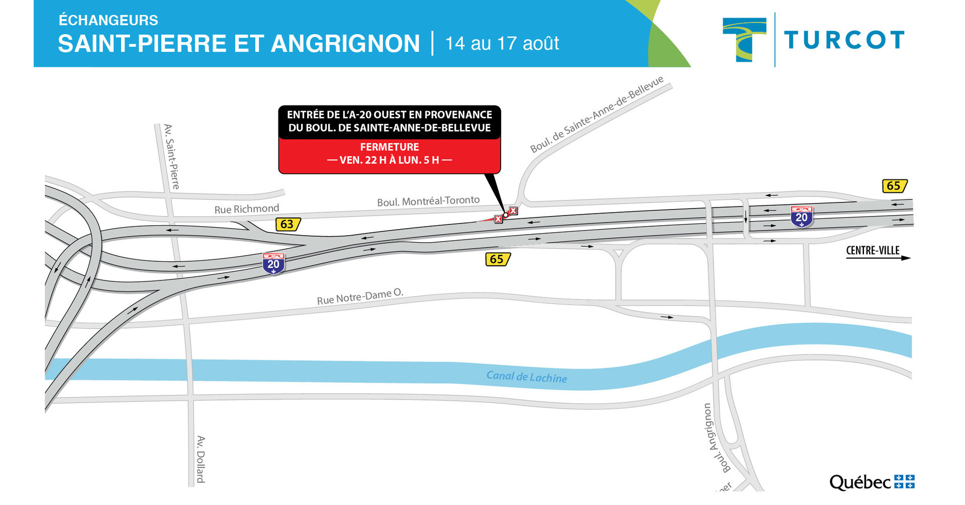 Projet Turcot - Fermetures majeures dans le secteur de l'échangeur ...