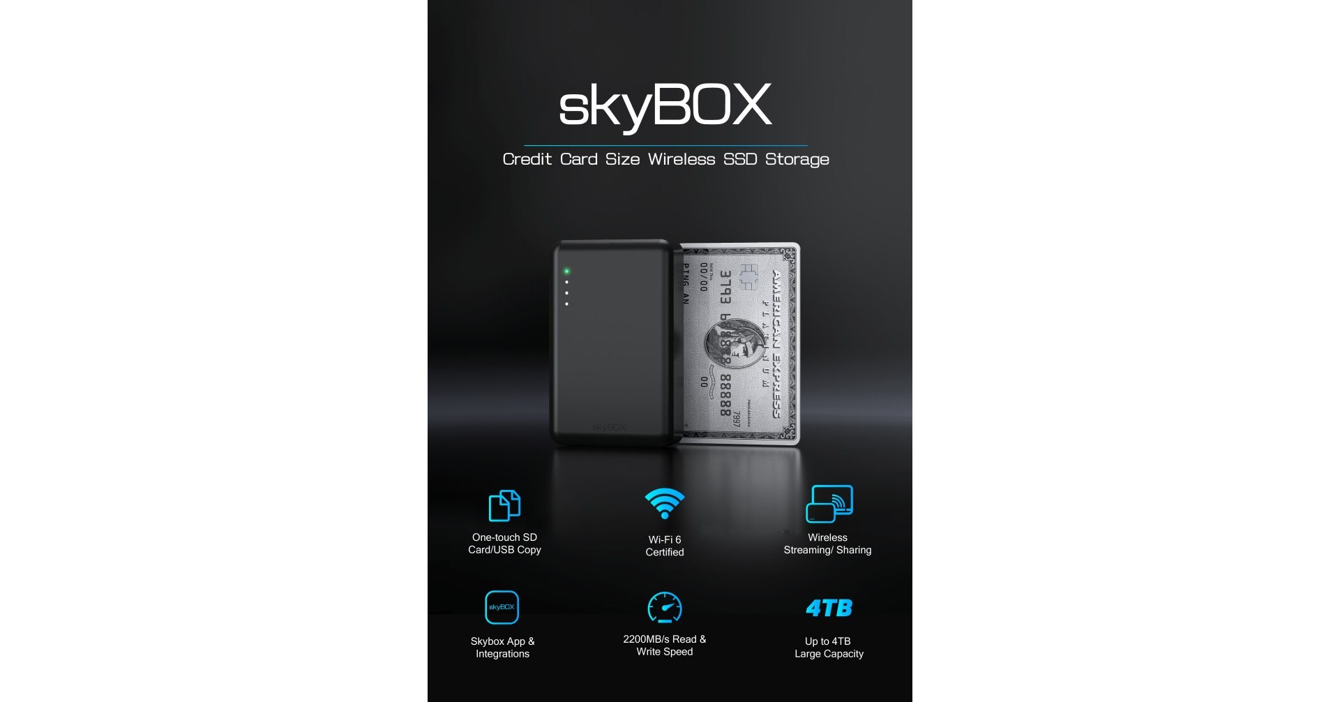 skyBOX: Credit-Card-Sized, Wireless SSD Storage - by HyperAccessory