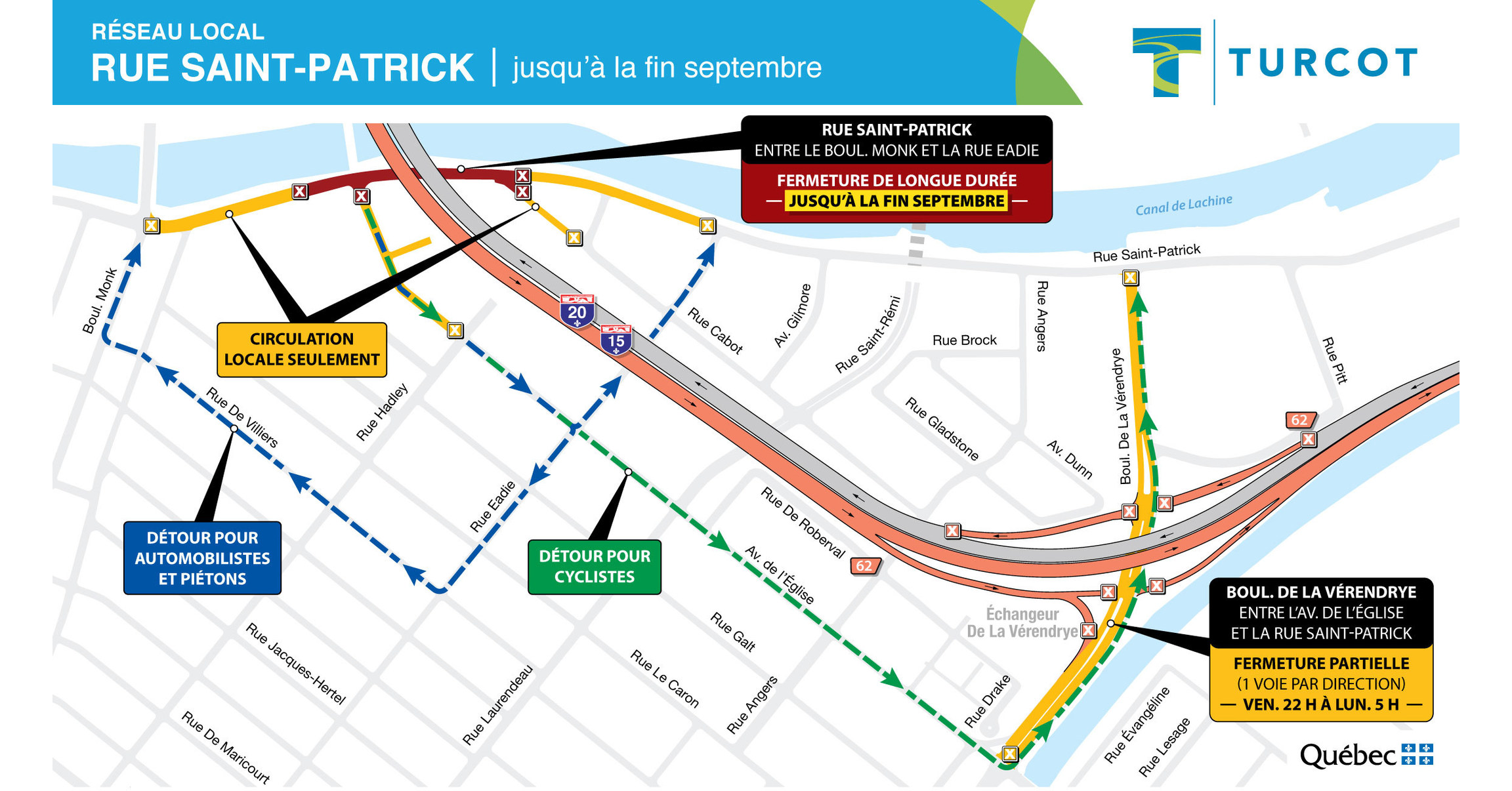 Projet Turcot - Fermetures majeures dans le corridor de l'autoroute 15 ...