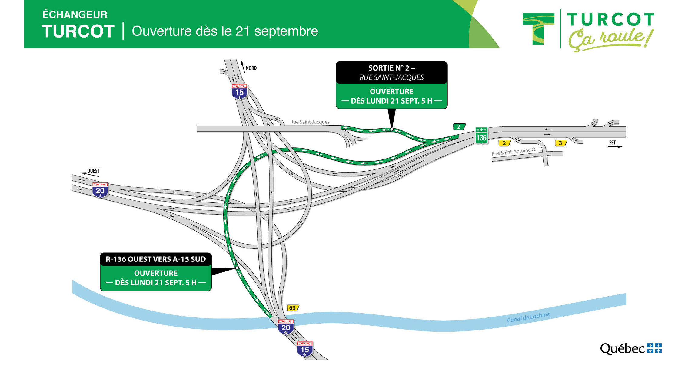Projet Turcot - Fermetures majeures dans le secteur de l'échangeur ...