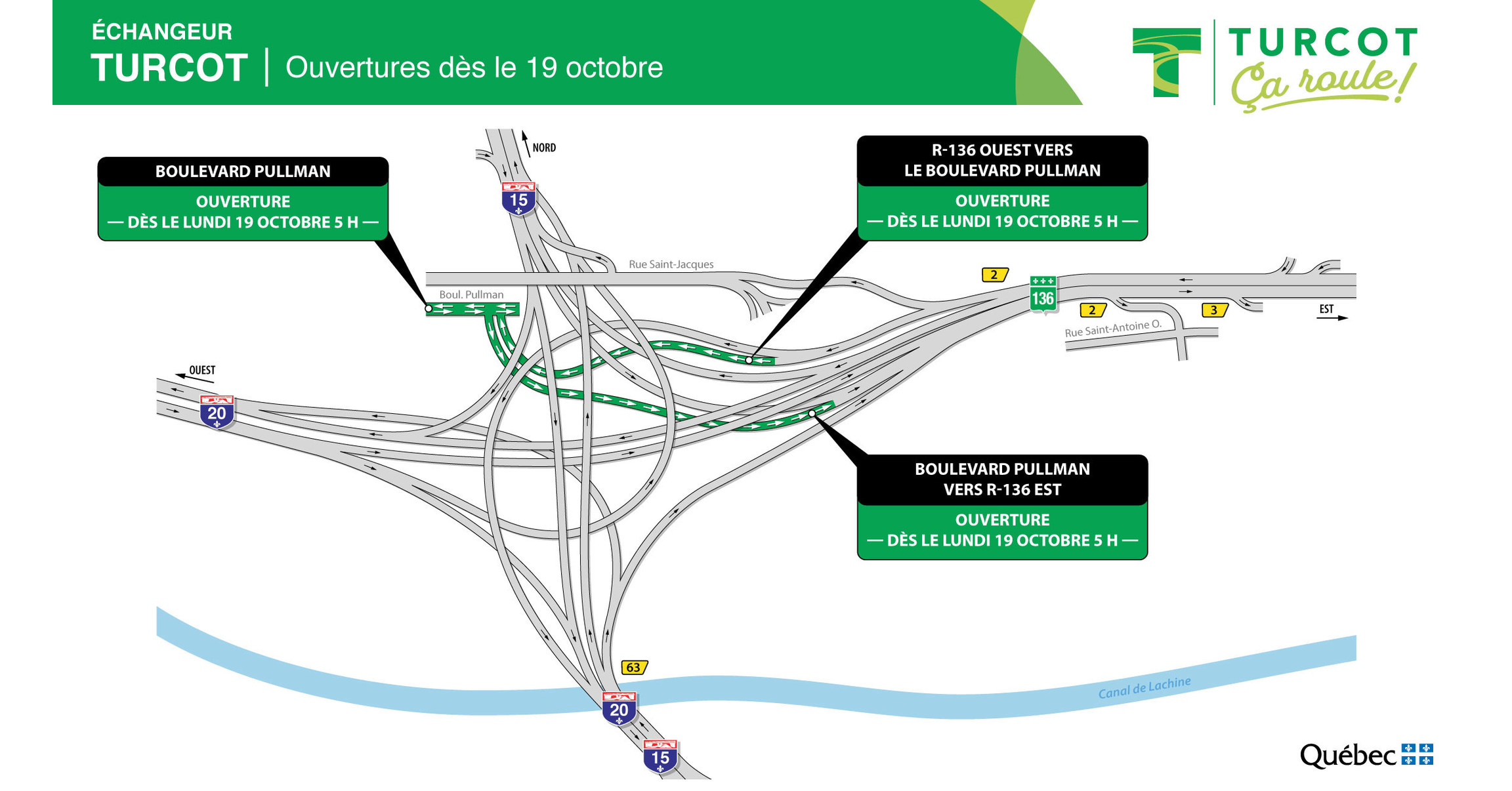 Projet Turcot - Fermetures majeures dans le secteur de l'échangeur ...