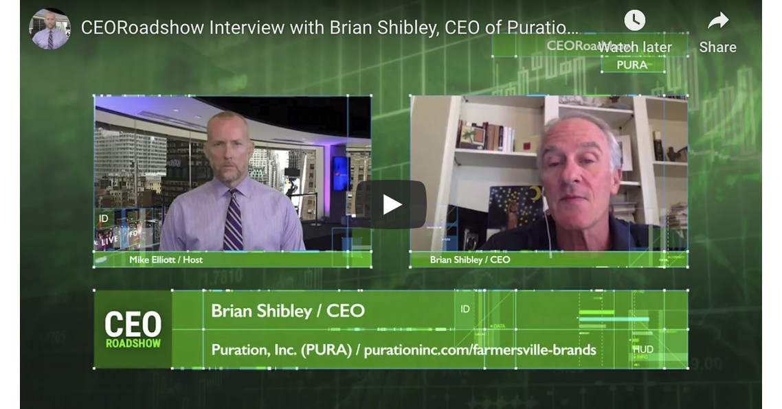 PURA Announces CEO Interview Featuring New Hemp Initiative On CEO Roadshow