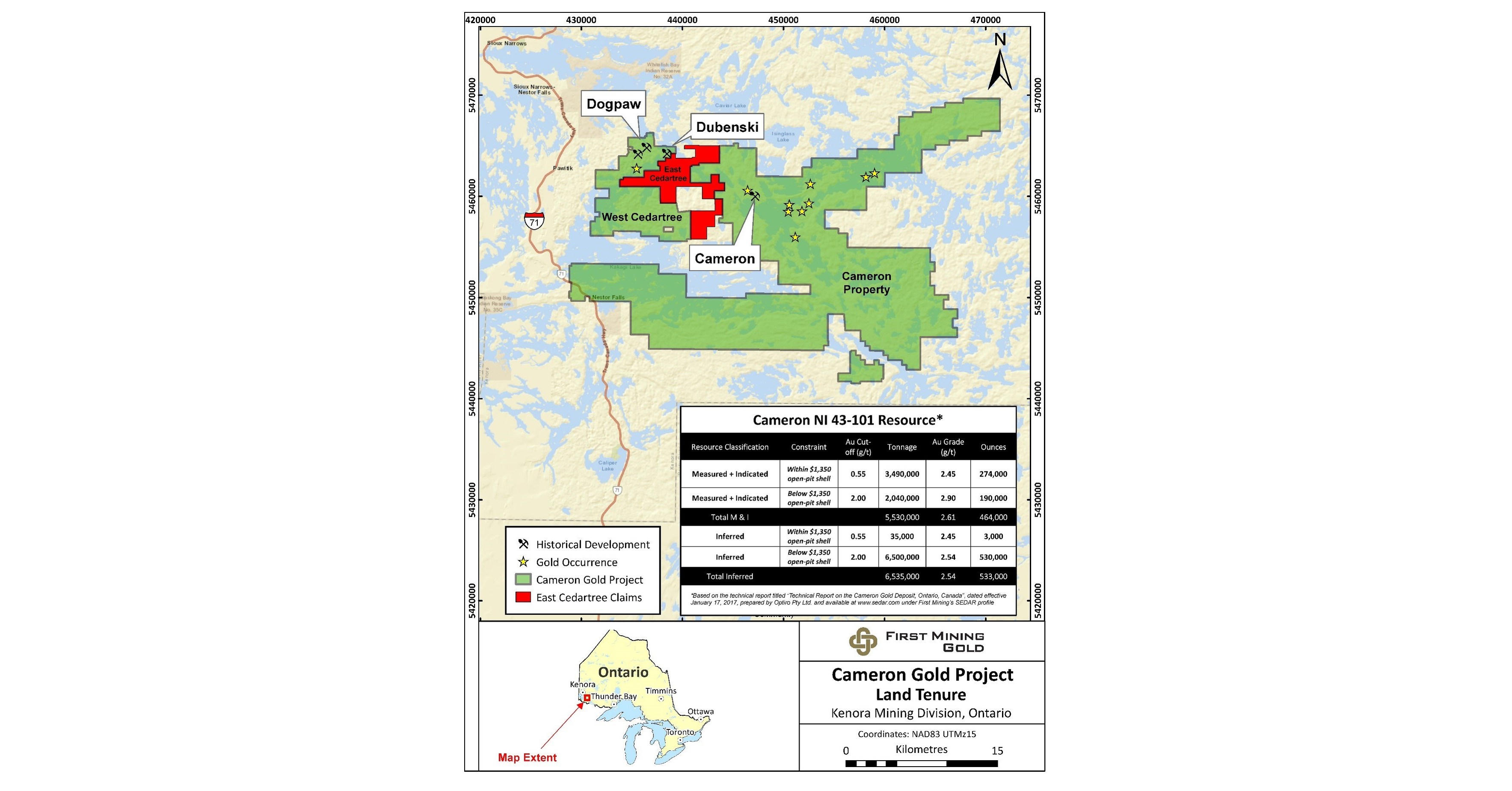 First Mining Consolidates Strategic Land Position at Cameron Gold Project