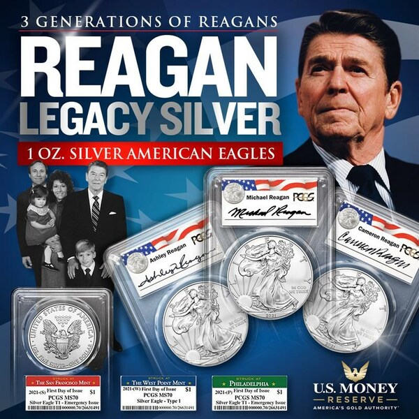 U.S. Money Reserve Releases All-New Exclusive 2021 3-Coin Silver American Eagle Reagan Legacy Set