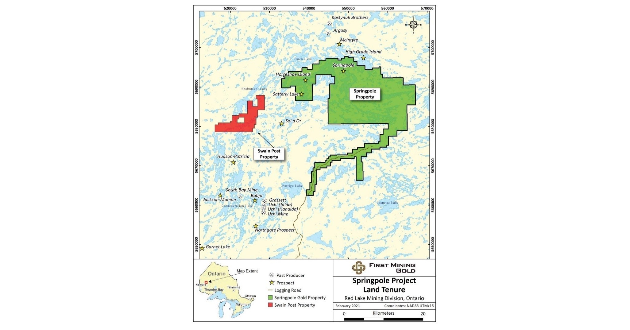 First Mining Options Land Package Near Springpole Gold Project, Canada