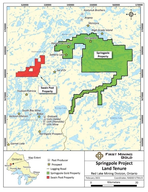 First Mining Options Land Package Near Springpole Gold Project, Canada