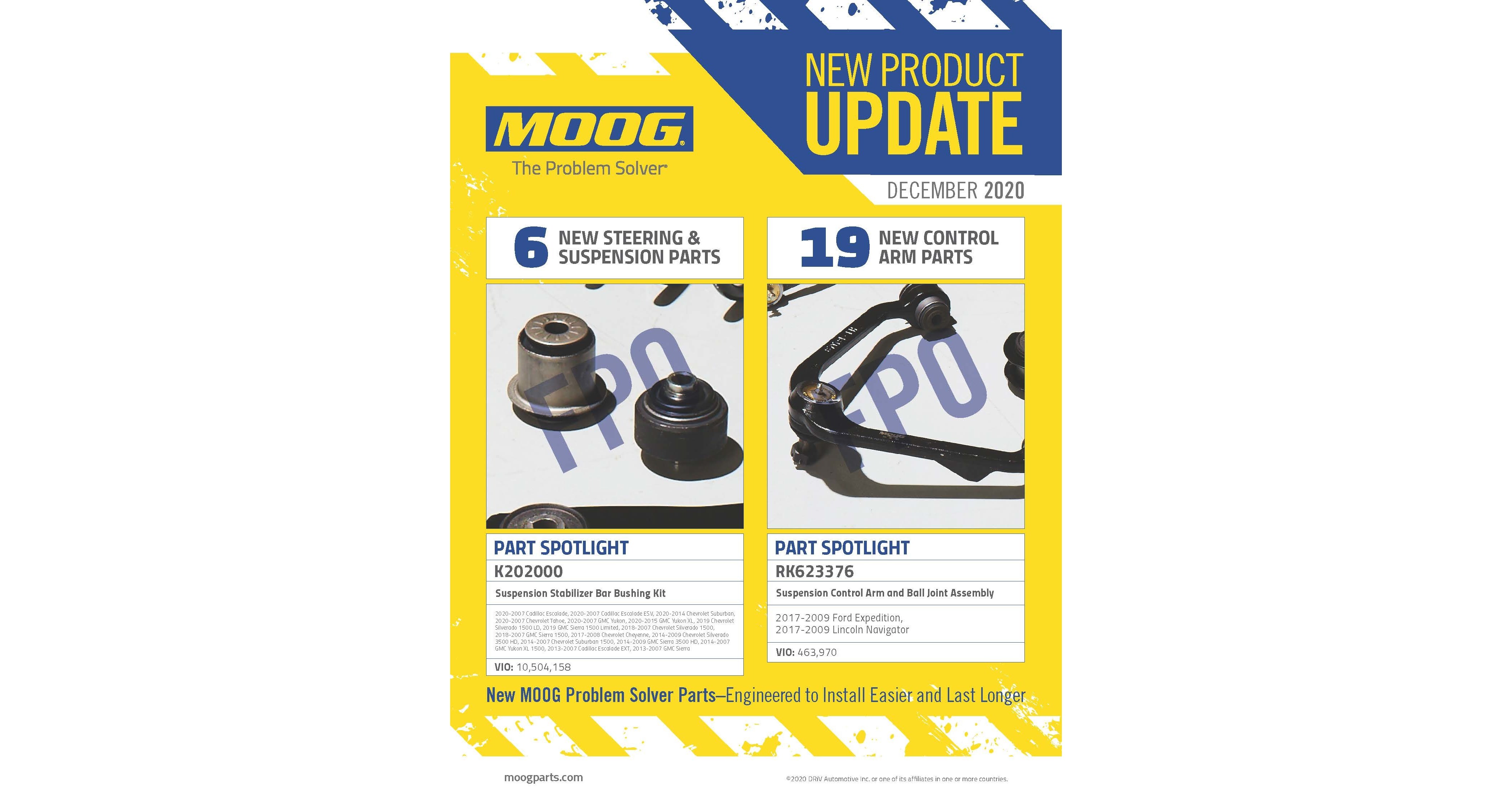 MOOG® Announces New Control Arm Part Numbers in February