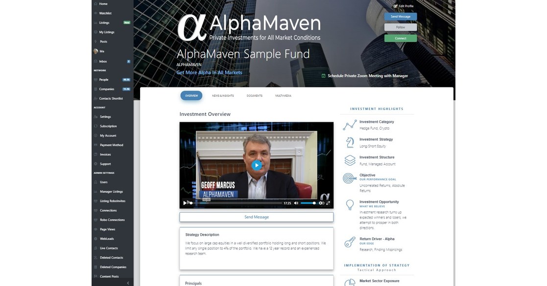 AlphaMaven Launches Disruptive Alternative Investment Listing Service