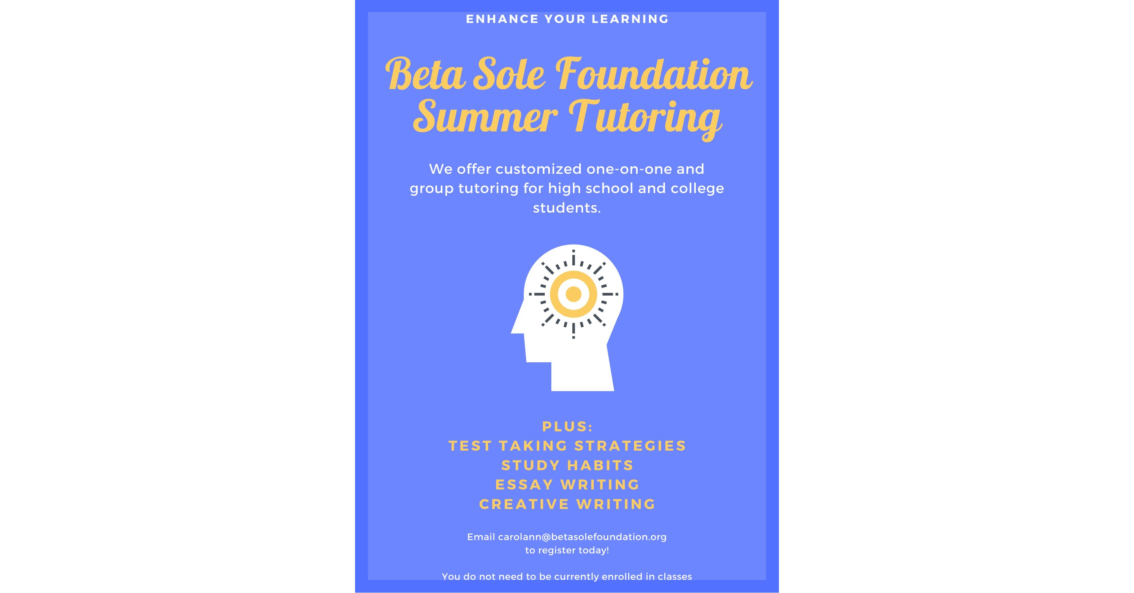 The Beta Sole Foundation Tutoring Services, Assisting Tomorrow's Leaders