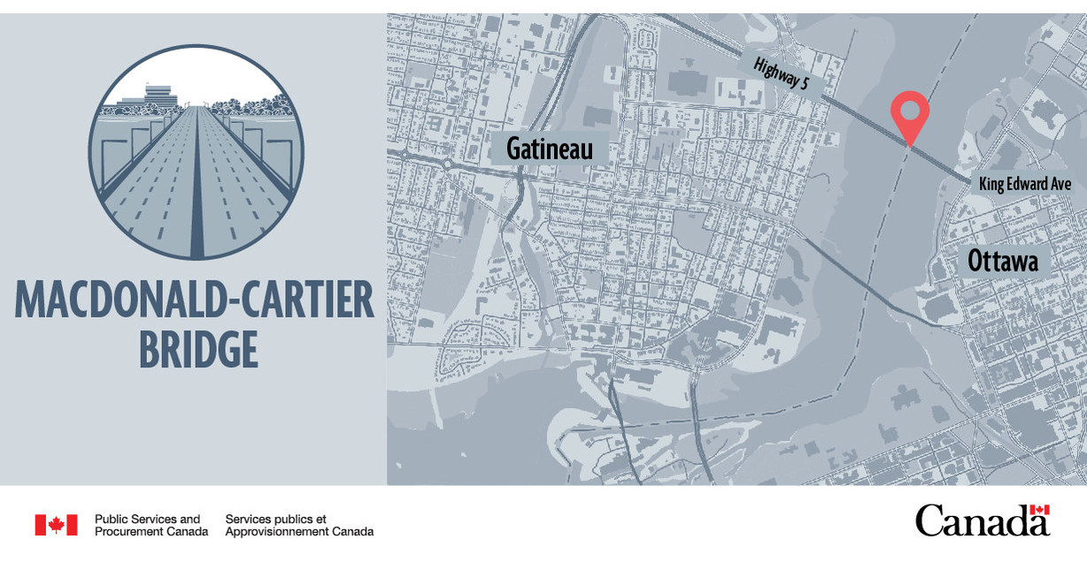 Lane and sidewalk closures on the Macdonald-Cartier Bridge