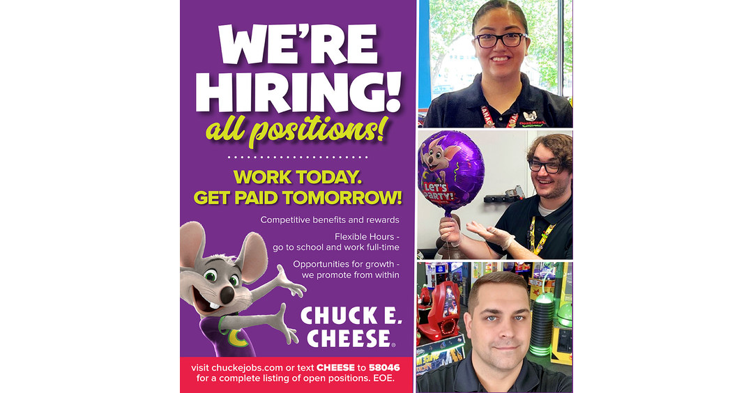 Chuck E. Cheese To Hire 5,000 Team Members This Summer