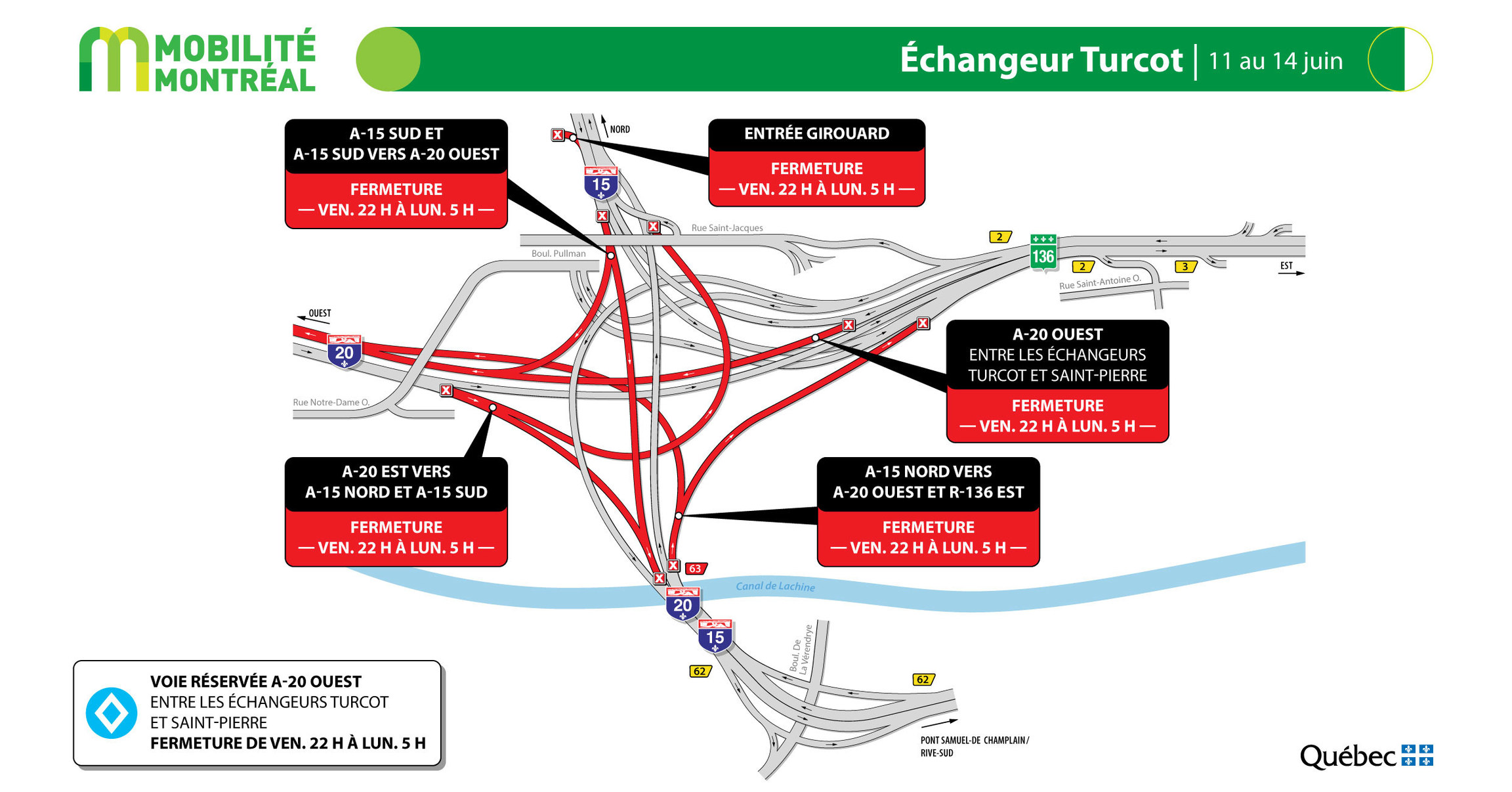 Planifier ses déplacements durant la fin de semaine du 11 au 14 juin - Entraves majeures sur le ...