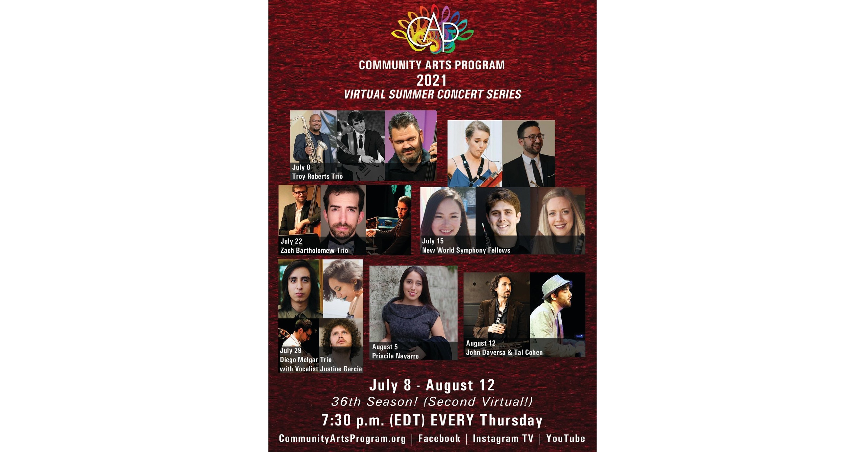 Community Arts Program (CAP) 2021 VIRTUAL Summer Concert Series