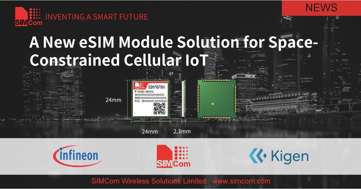 SIMCom, together with Infineon and Kigen, has innovated with the smallest eSIM-enabled module ...