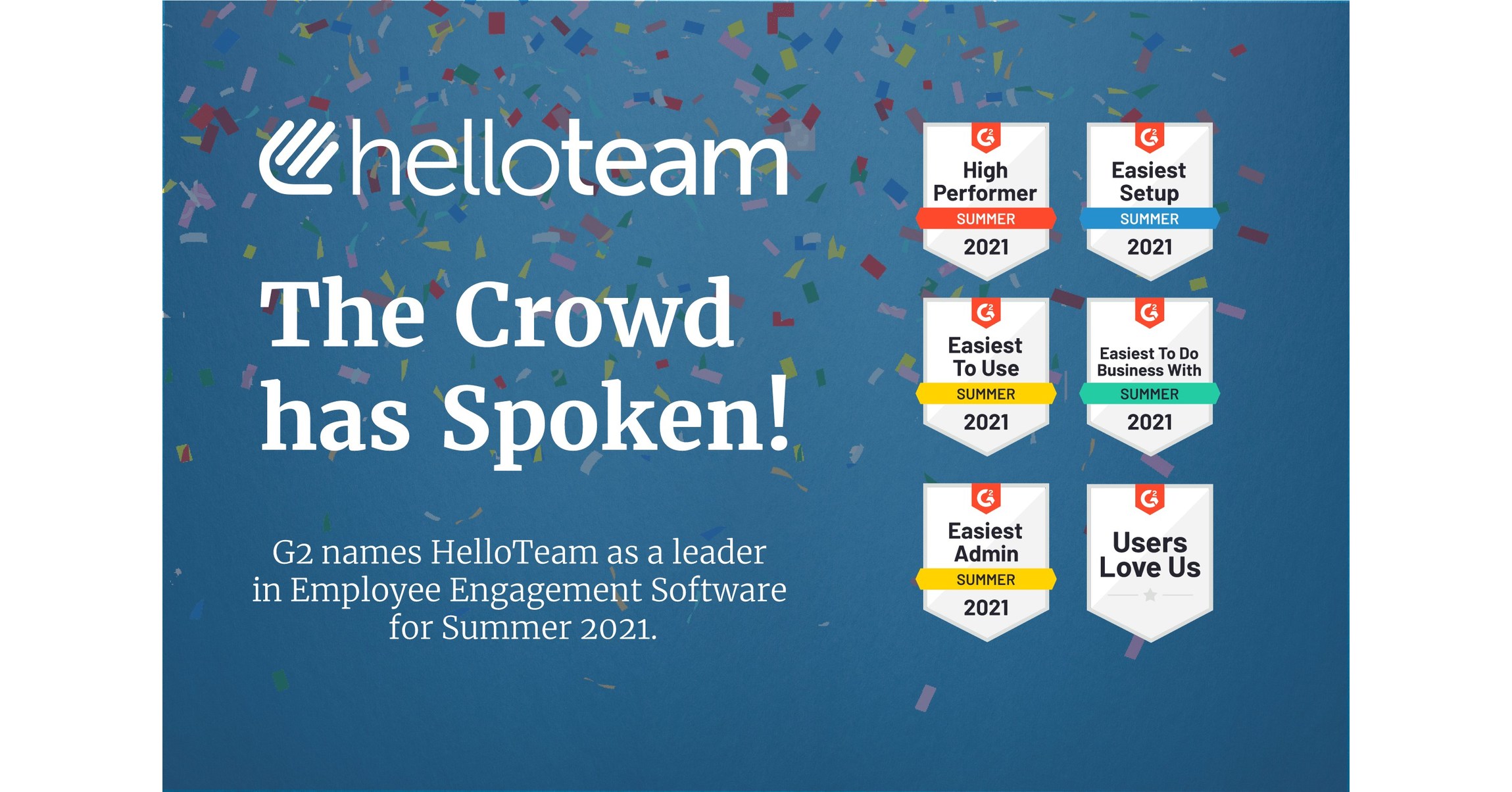 HelloTeam Named Top Employee Engagement Platform by G2