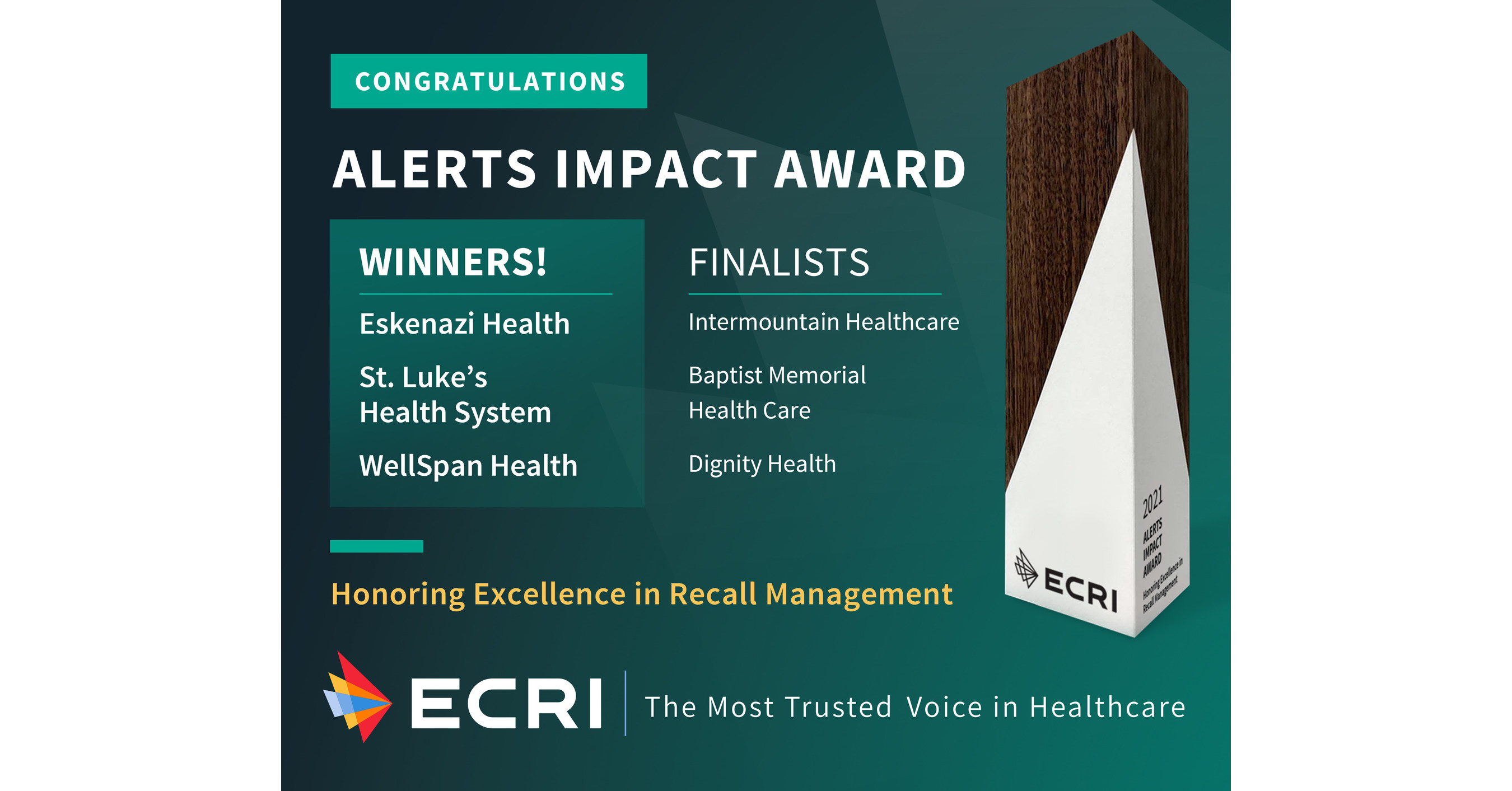 ECRI Announces Winners of 2021 Alerts Impact Award