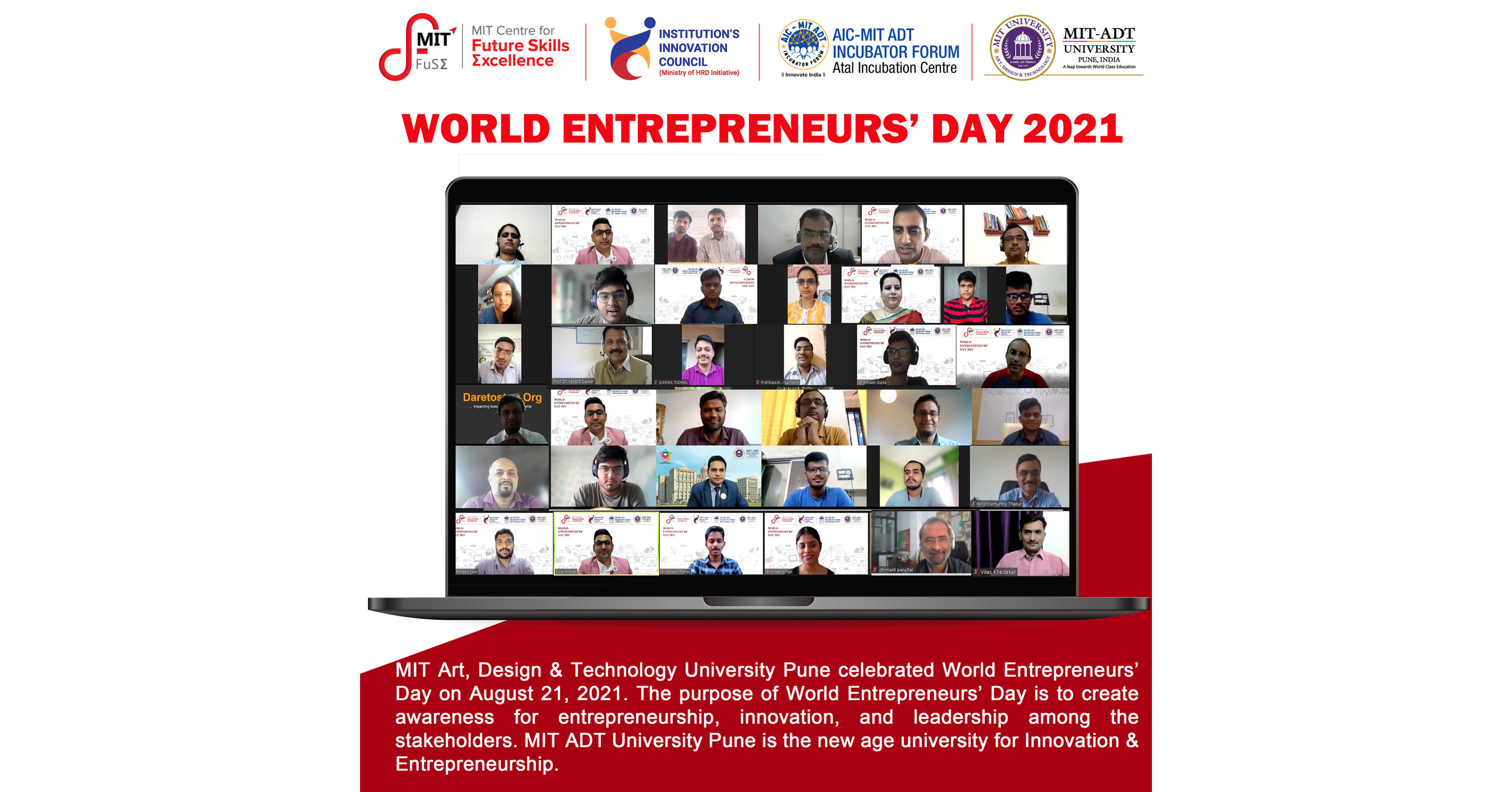 World Entrepreneurs' Day celebrated at MIT-ADT University Pune to ...