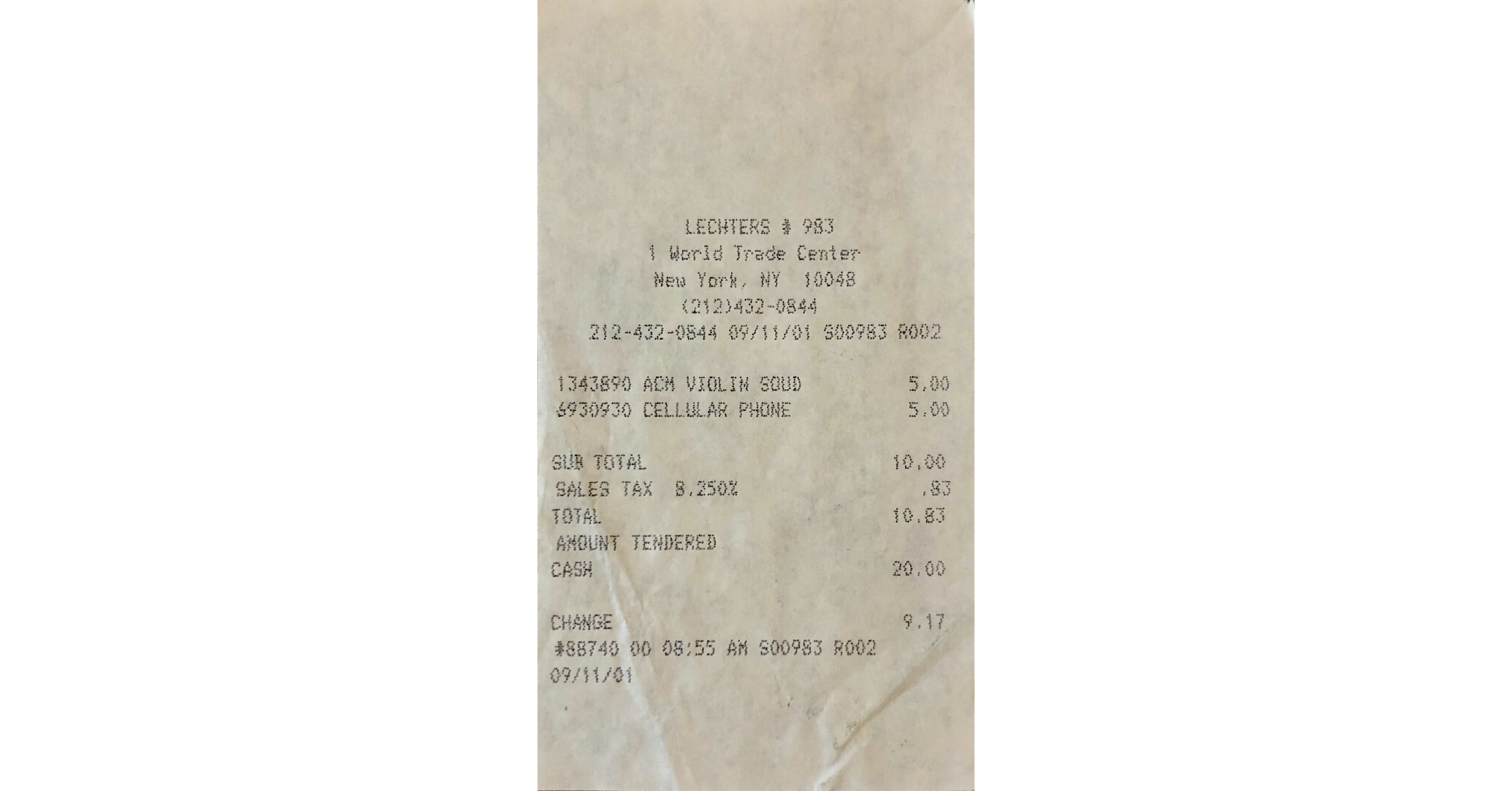 Were These the Two Last Items Sold Before the World Trade Center Fell?