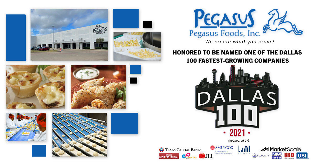 Pegasus Foods Joins Dallas 100 List of Fastest Growing Private Companies
