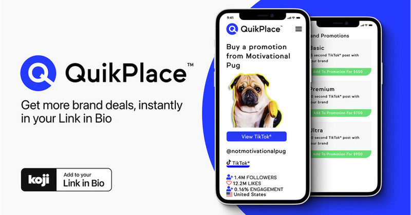 QuikPlace Announces New App on Creator Economy Platform Koji