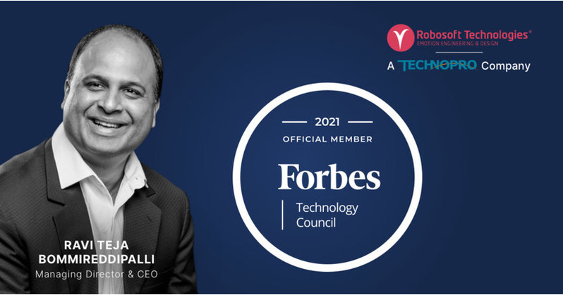 Ravi Teja, MD & CEO of Robosoft accepted into Forbes Technology Council