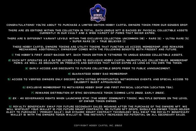 The Hobby Cartel Launches First Asset-Backed NFT Ushering in A New Era ...