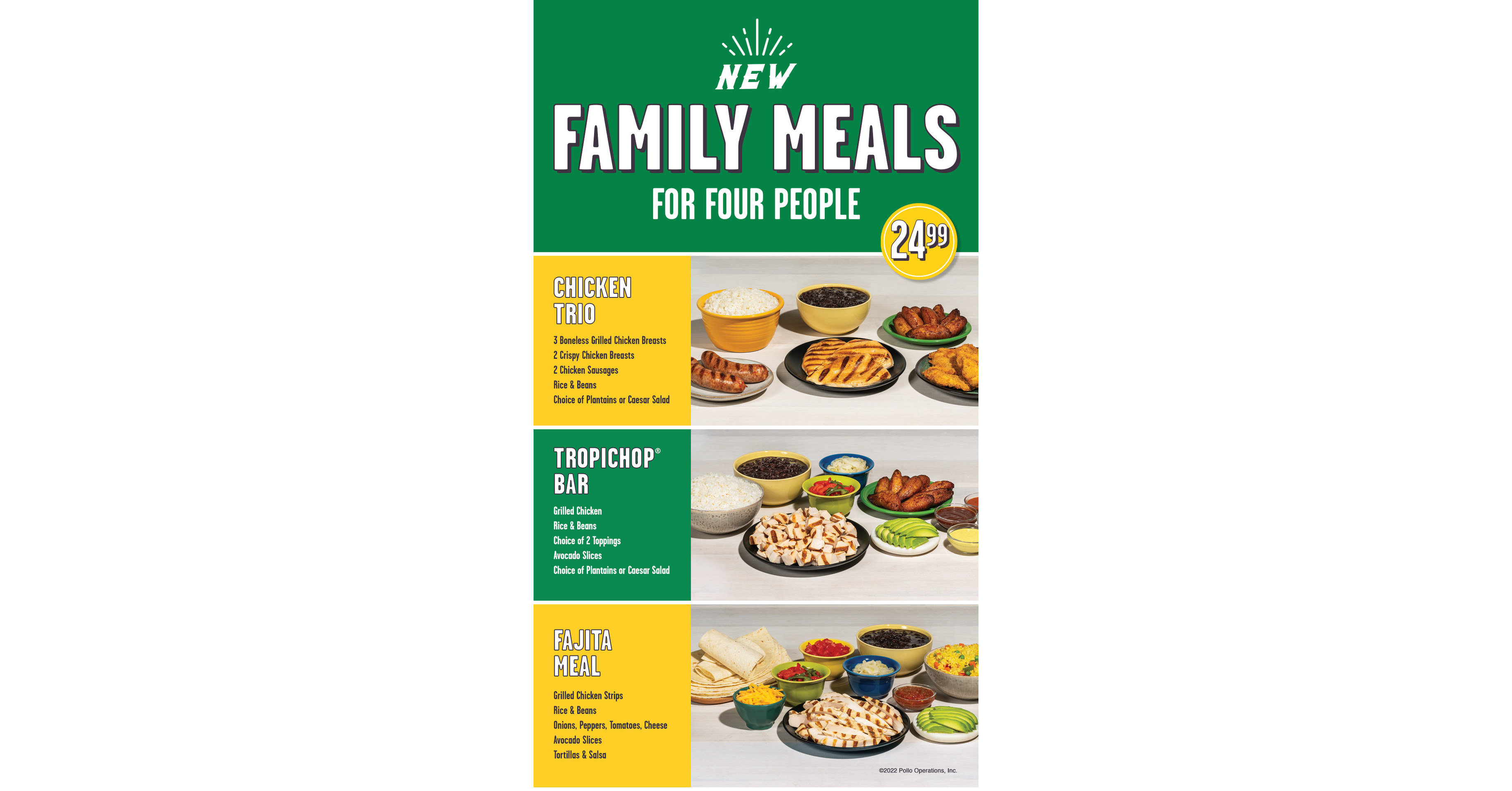 FAMILY DINNERS JUST GOT BETTER, WITH NEW FAMILY MEALS FROM POLLO TROPICAL®
