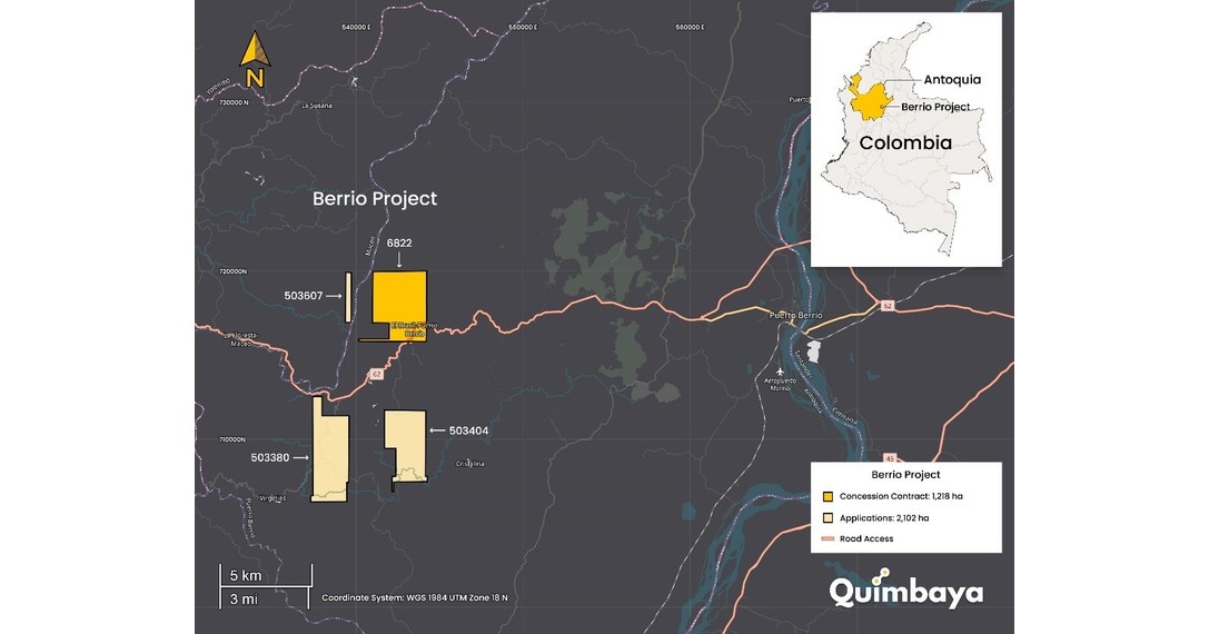 Quimbaya Gold Inc. Increases its Footprint in Antioquia