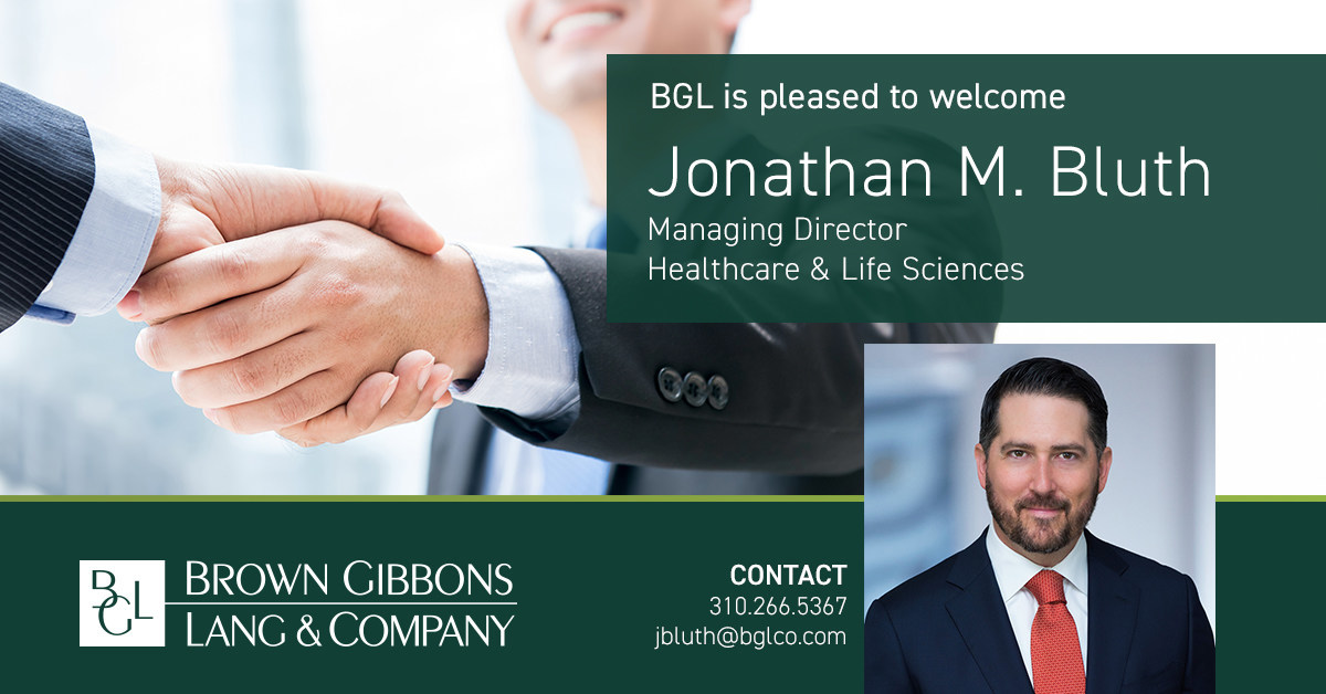 BGL Welcomes Jonathan Bluth as a Managing Director in Healthcare & Life ...