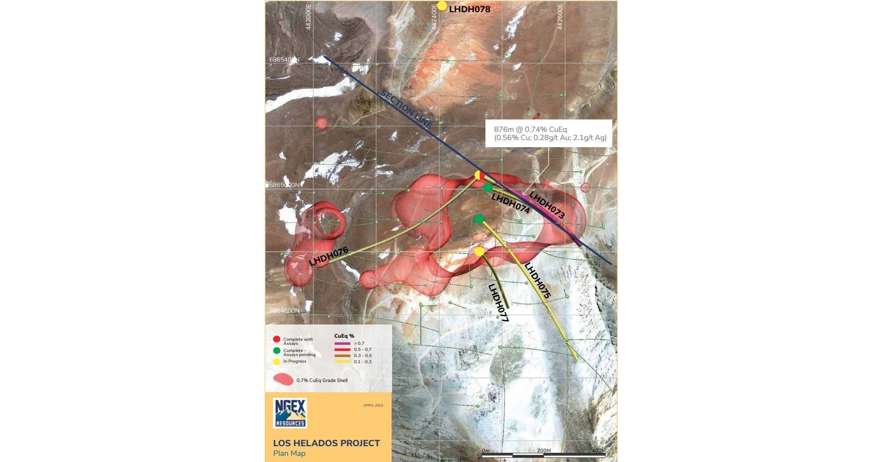 NGEx Minerals Reports 876 metres at 0.74% CuEq, including 210 metres at ...