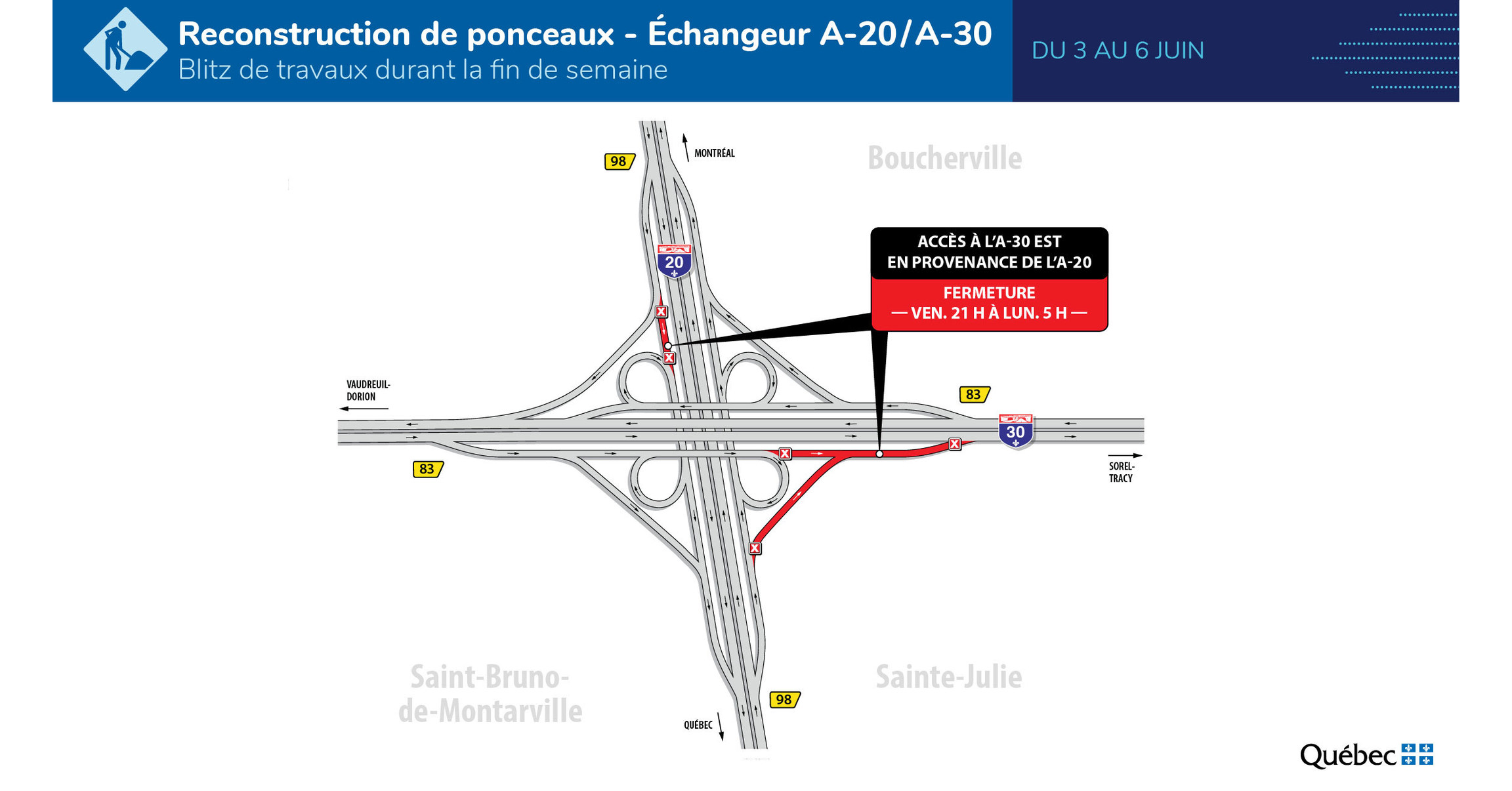 Autoroute 30, entre Longueuil et Boucherville - Entraves majeures ...