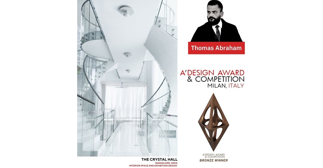 Thomas Abraham to receive the Bronze A' Design Award at Milan this July